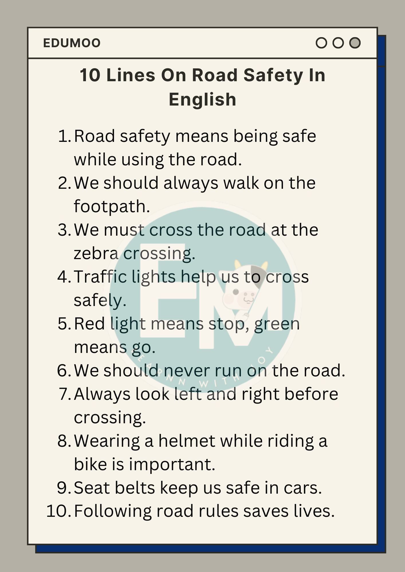 10 Lines On Road Safety In English