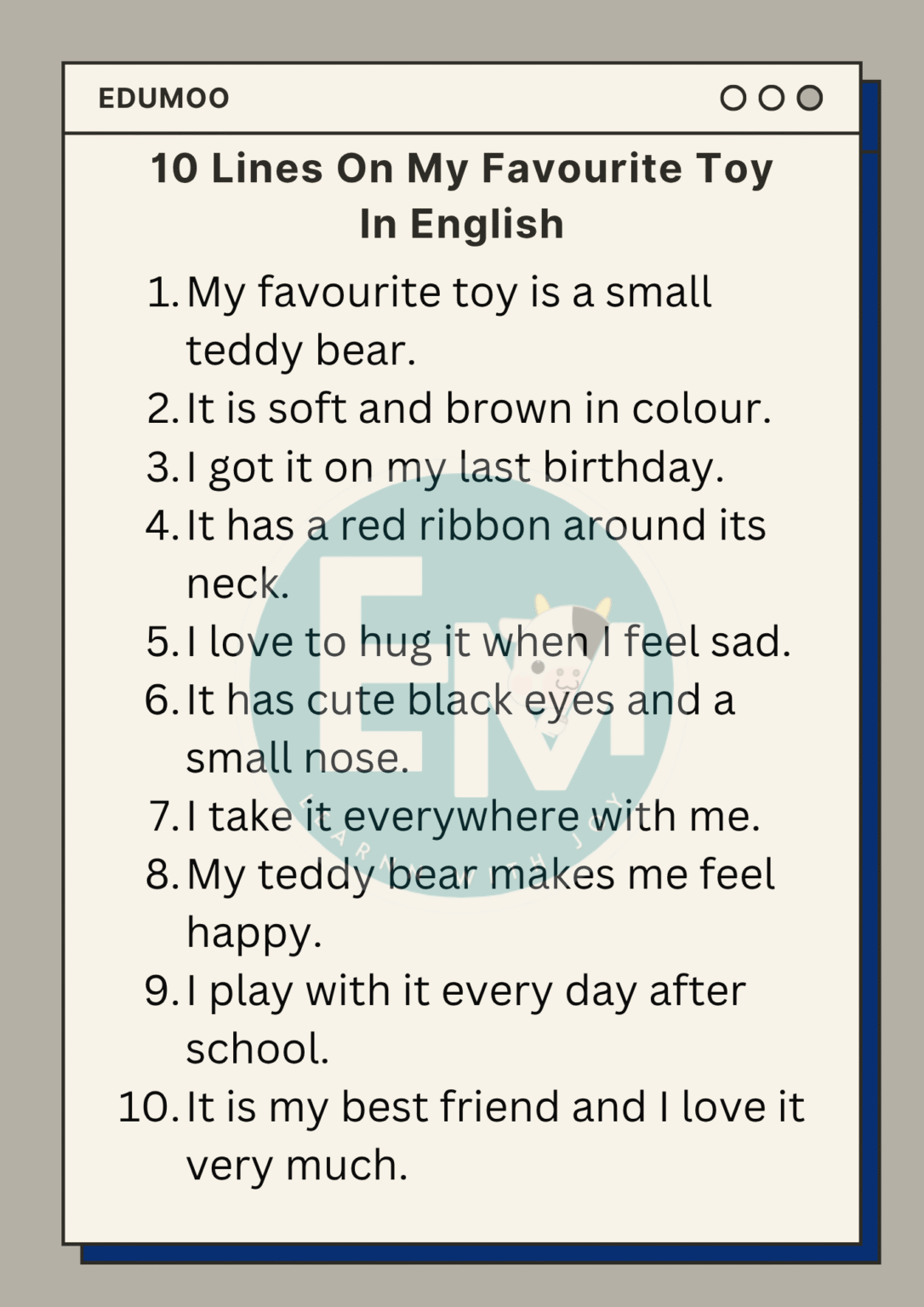 10 Lines On My Favourite Toy In English