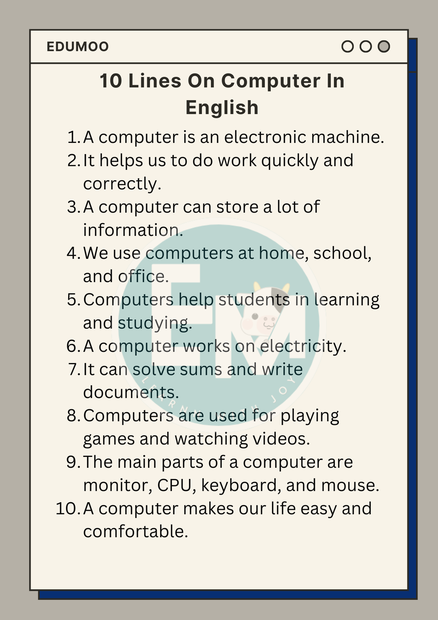 10 Lines On Computer In English