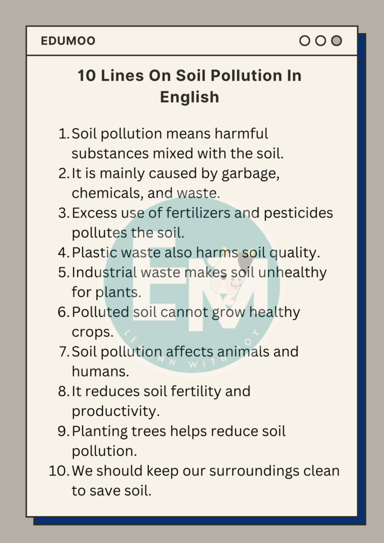 10 Lines On Soil Pollution In English