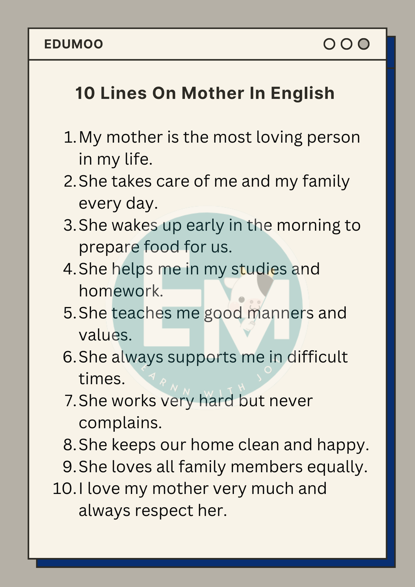 10 Lines On Mother In English