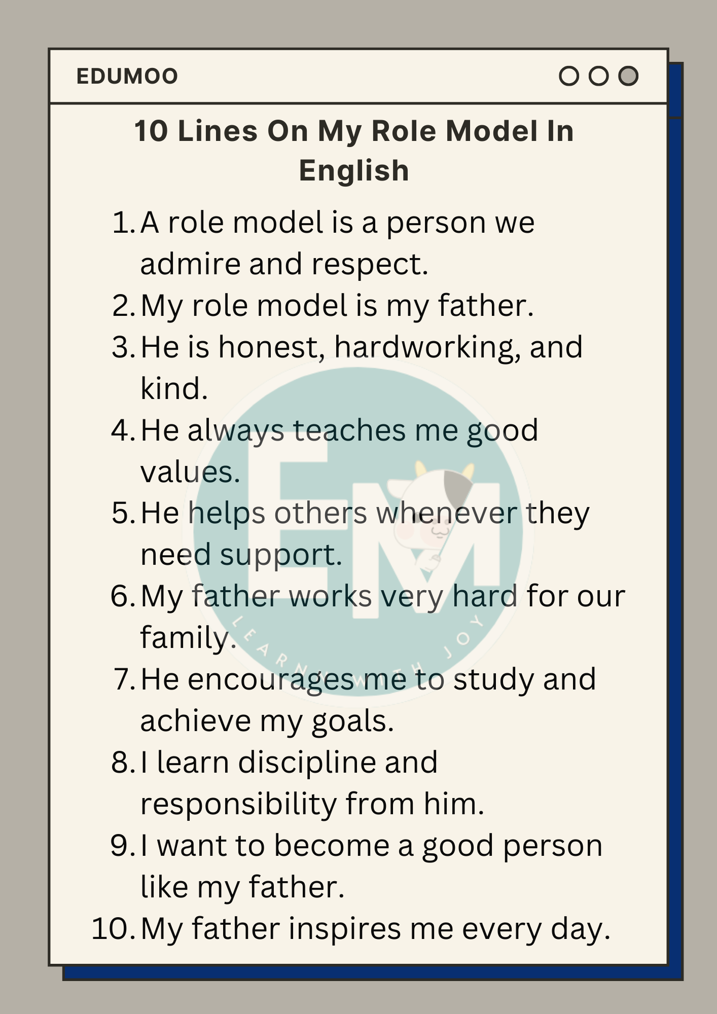 10 Lines On My Role Model In English